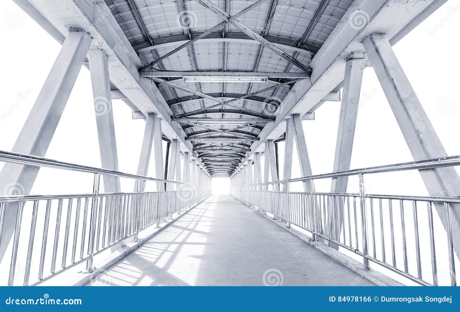 Light from the Way Out of Modern Metal Structure Bridge Stock Photo ...