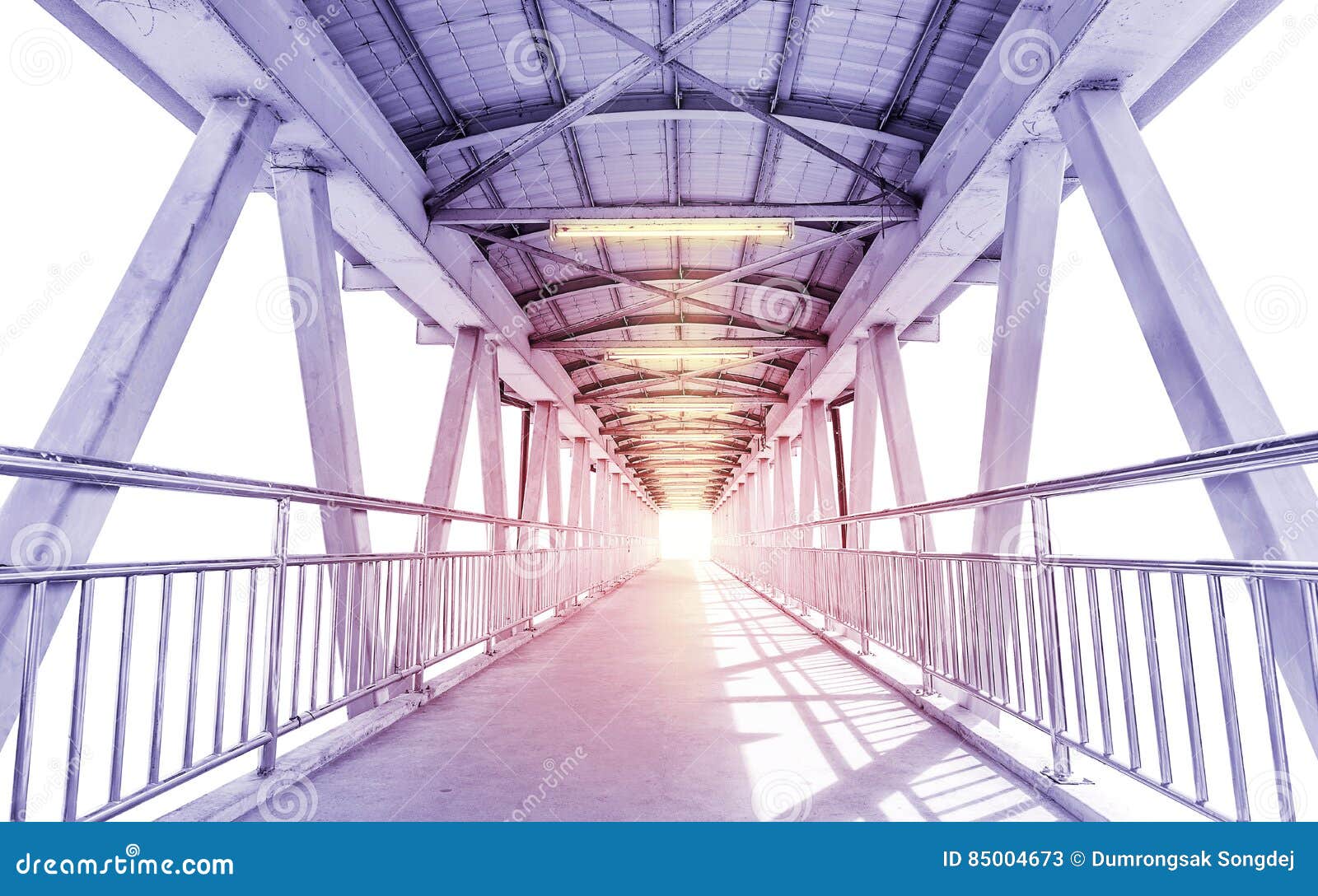 Light from the Way Out of Modern Metal Structure Bridge Stock Image ...