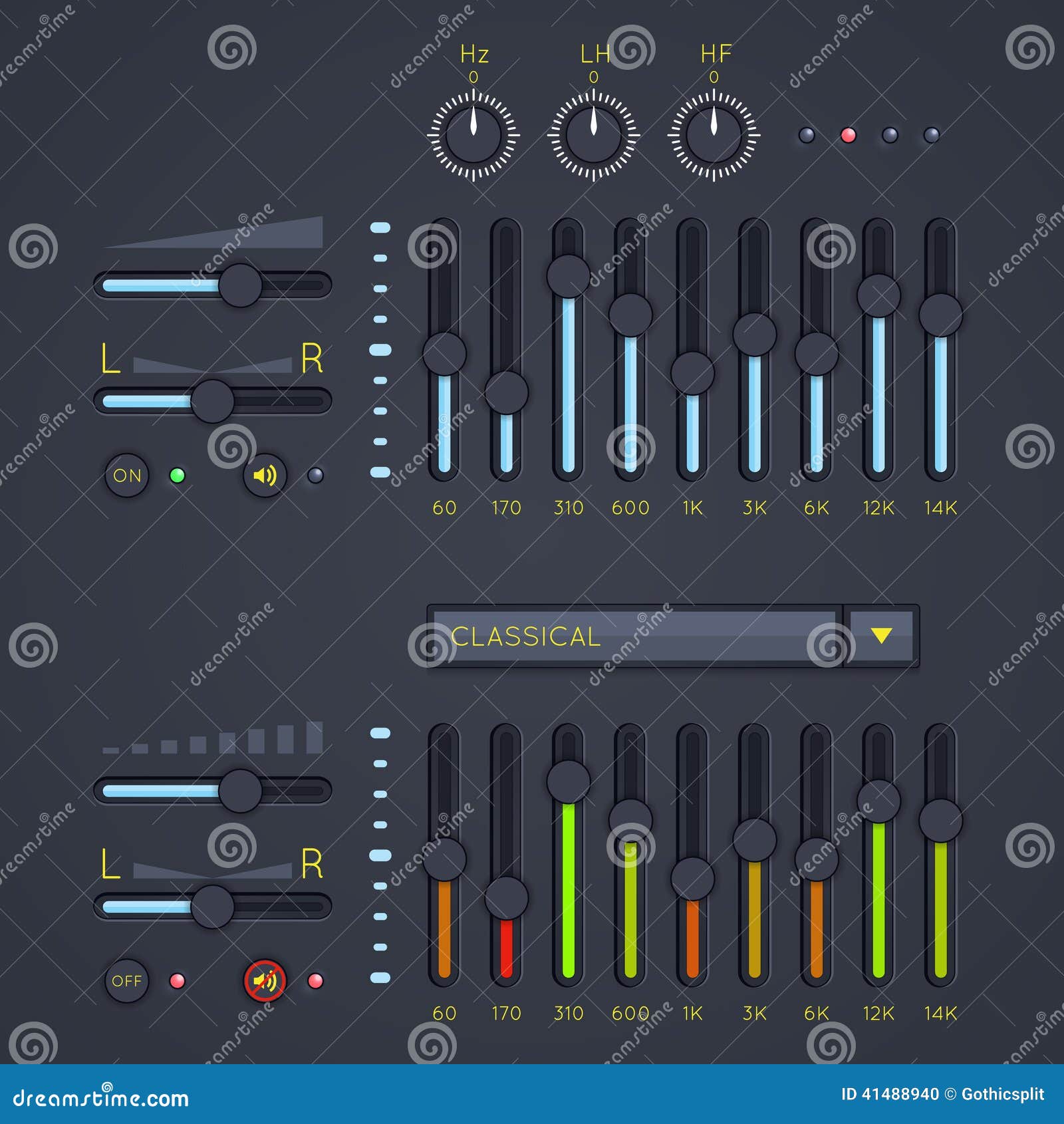 Light Web UI Elements on Dark Background Stock Vector - Illustration of ...