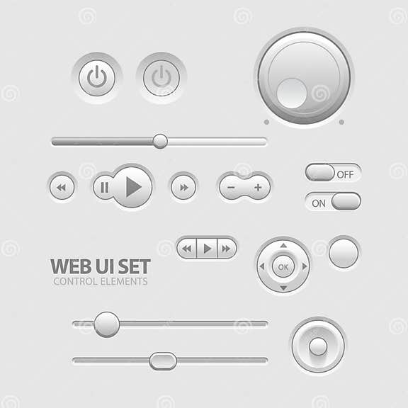 Light Web UI Elements Design Gray. Stock Vector - Illustration of menu ...