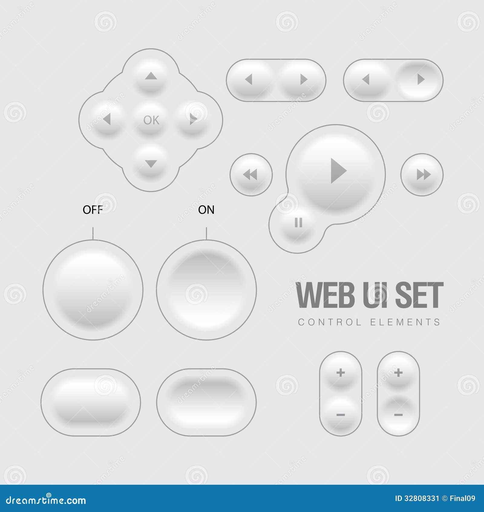 Light Web UI Elements Design Gray. Stock Vector - Illustration of ...