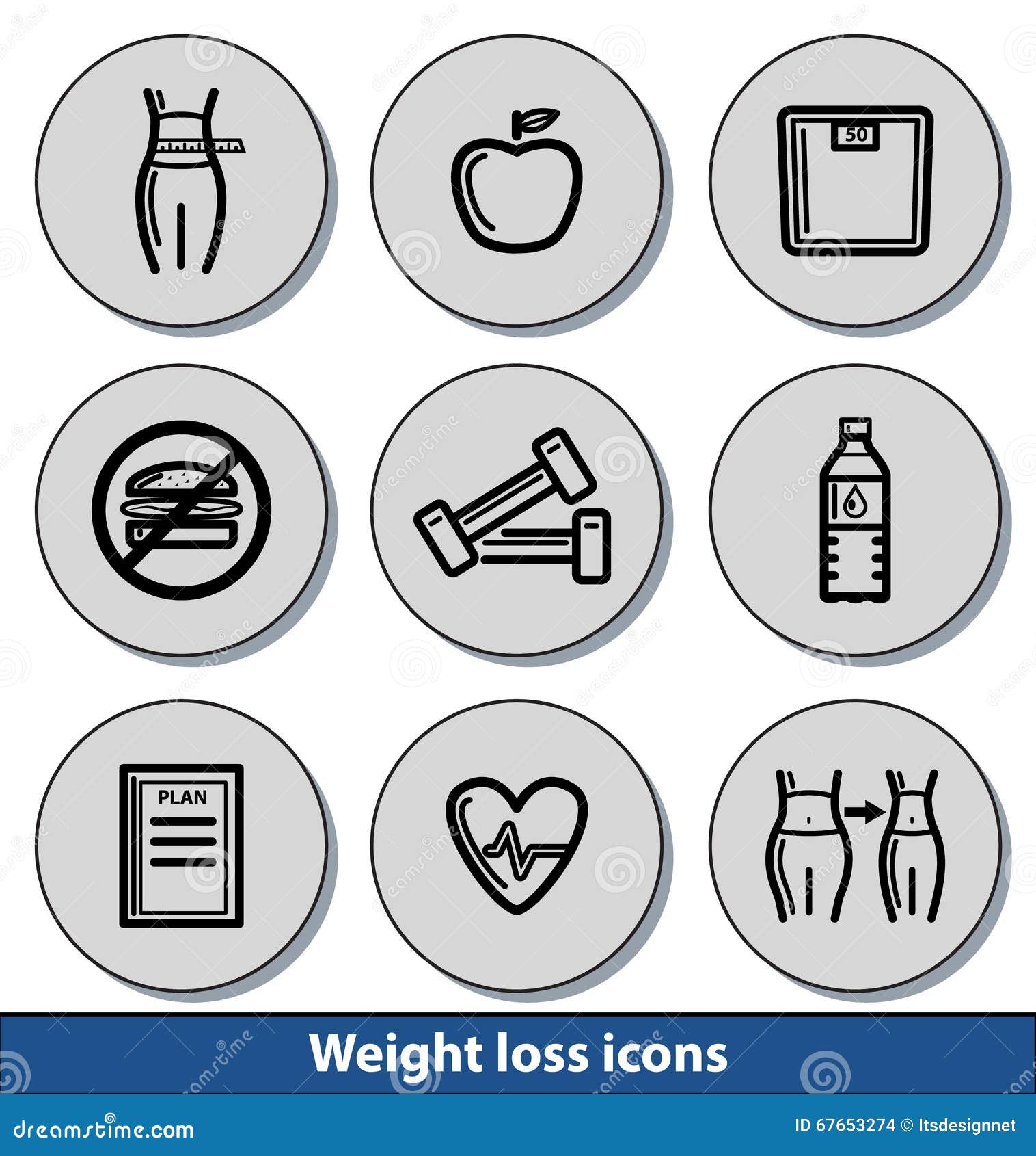Light weight loss icons stock vector. Illustration of exercise - 67653274