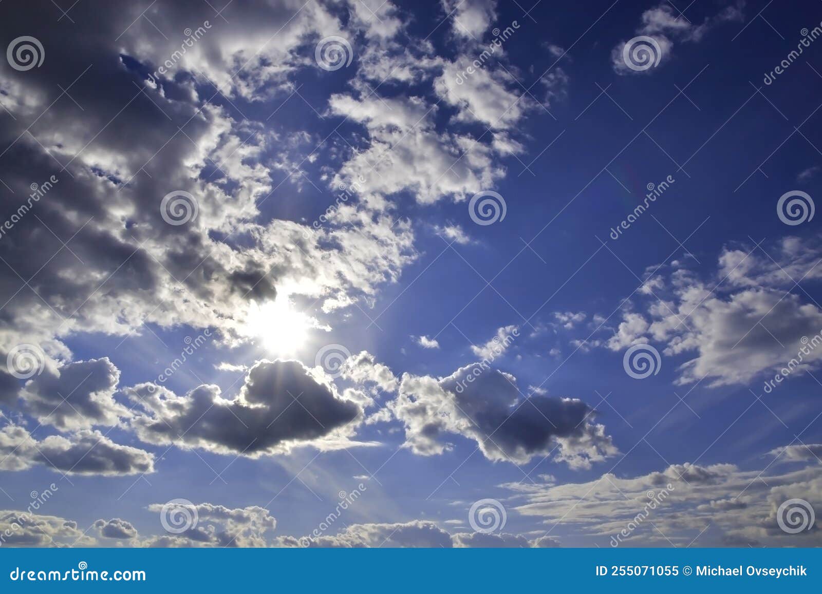 Light White Clouds in the Blue Sky are Translucent by the Sun Stock ...