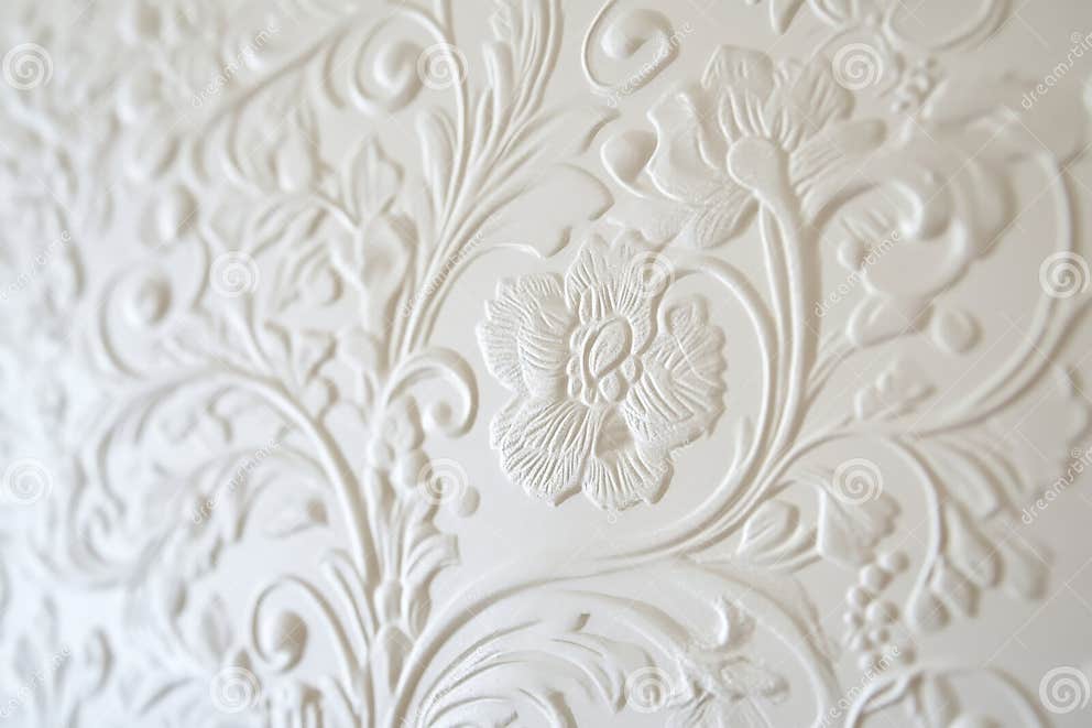 A Light White Textured Surface with Intricate, Embossed Patterns ...