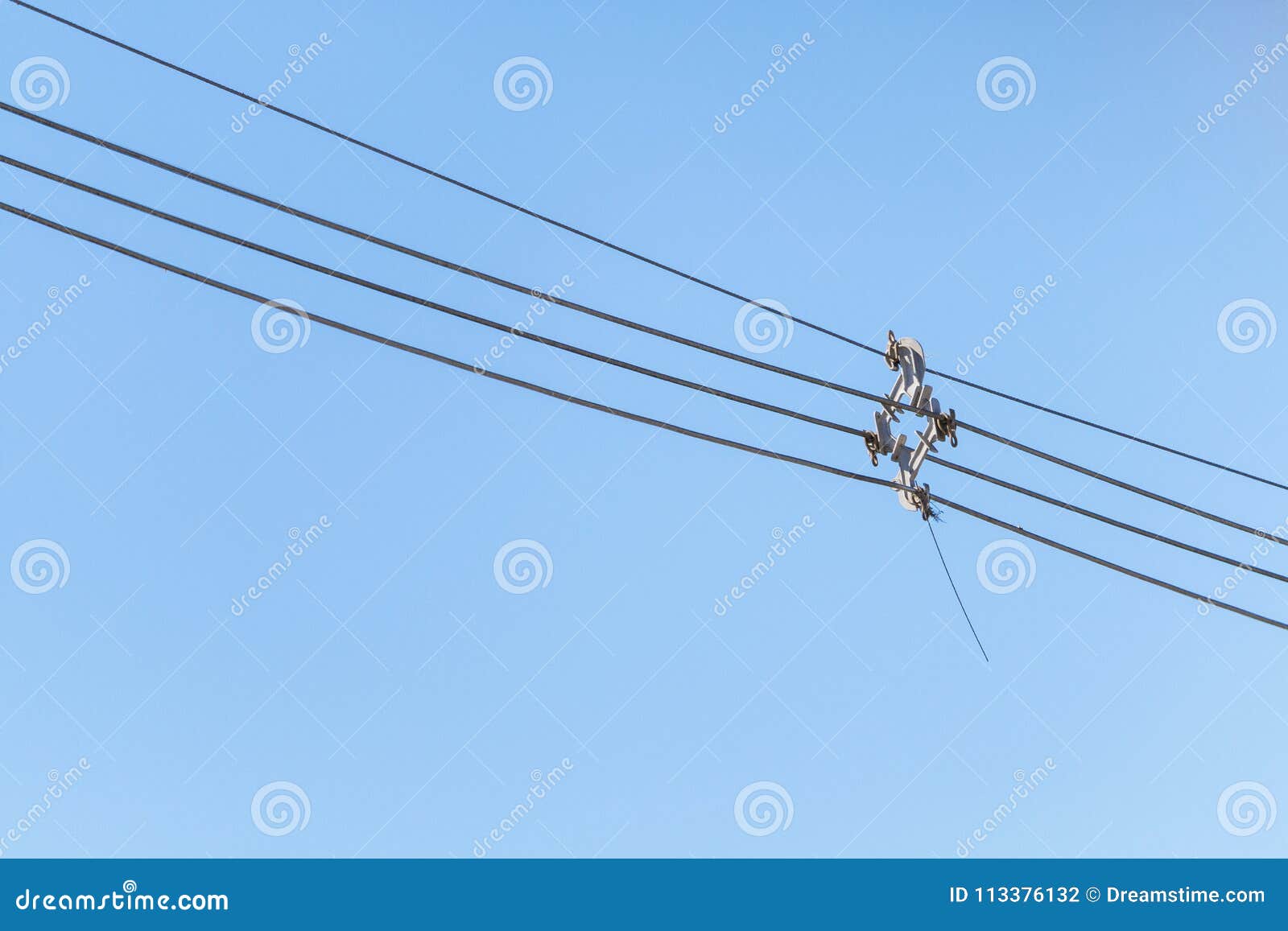 Light Wires in the Blue Sky Stock Photo - Image of clear, tree: 113376132