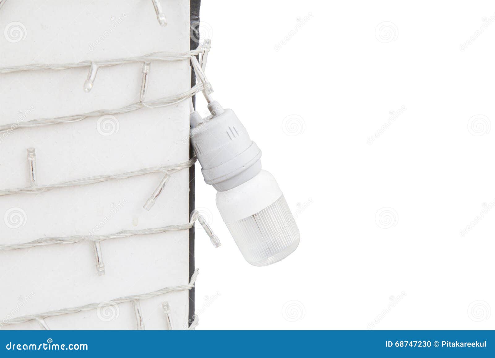 Light and Wiring at Post on White Background with Clipping Path. Stock ...