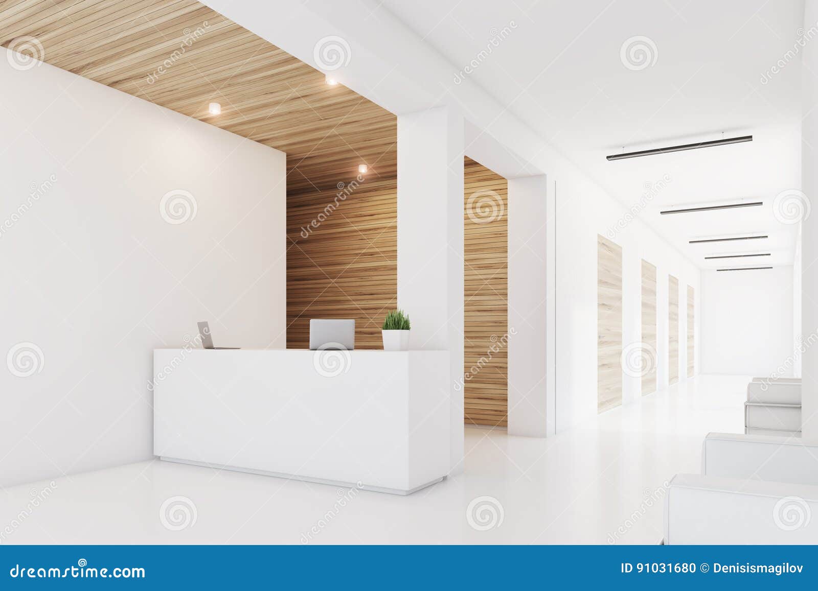 Light wood reception, side stock illustration. Illustration of counter ...