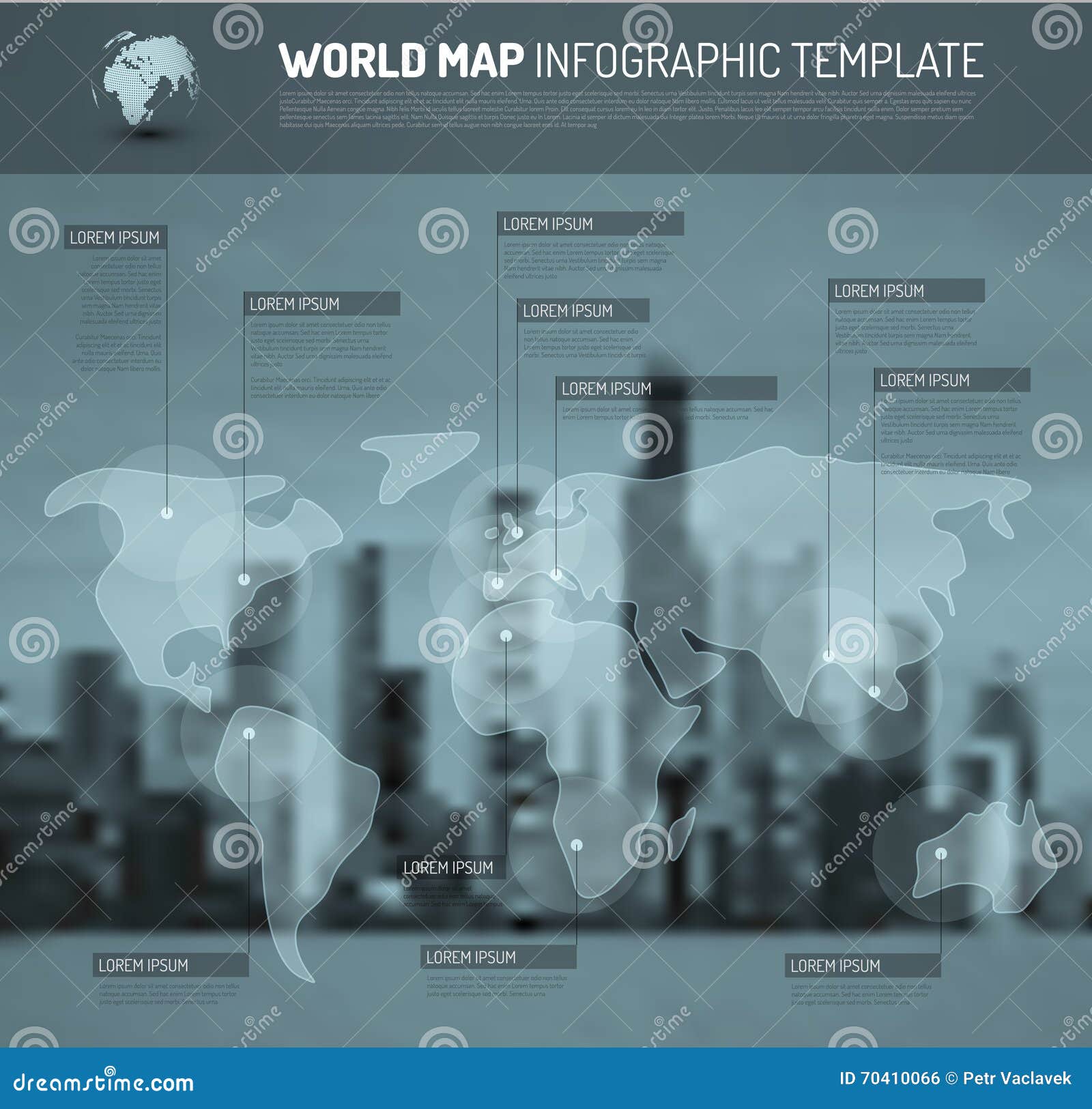 Light World Map With Pointer Marks Flags Stock Vector Illustration