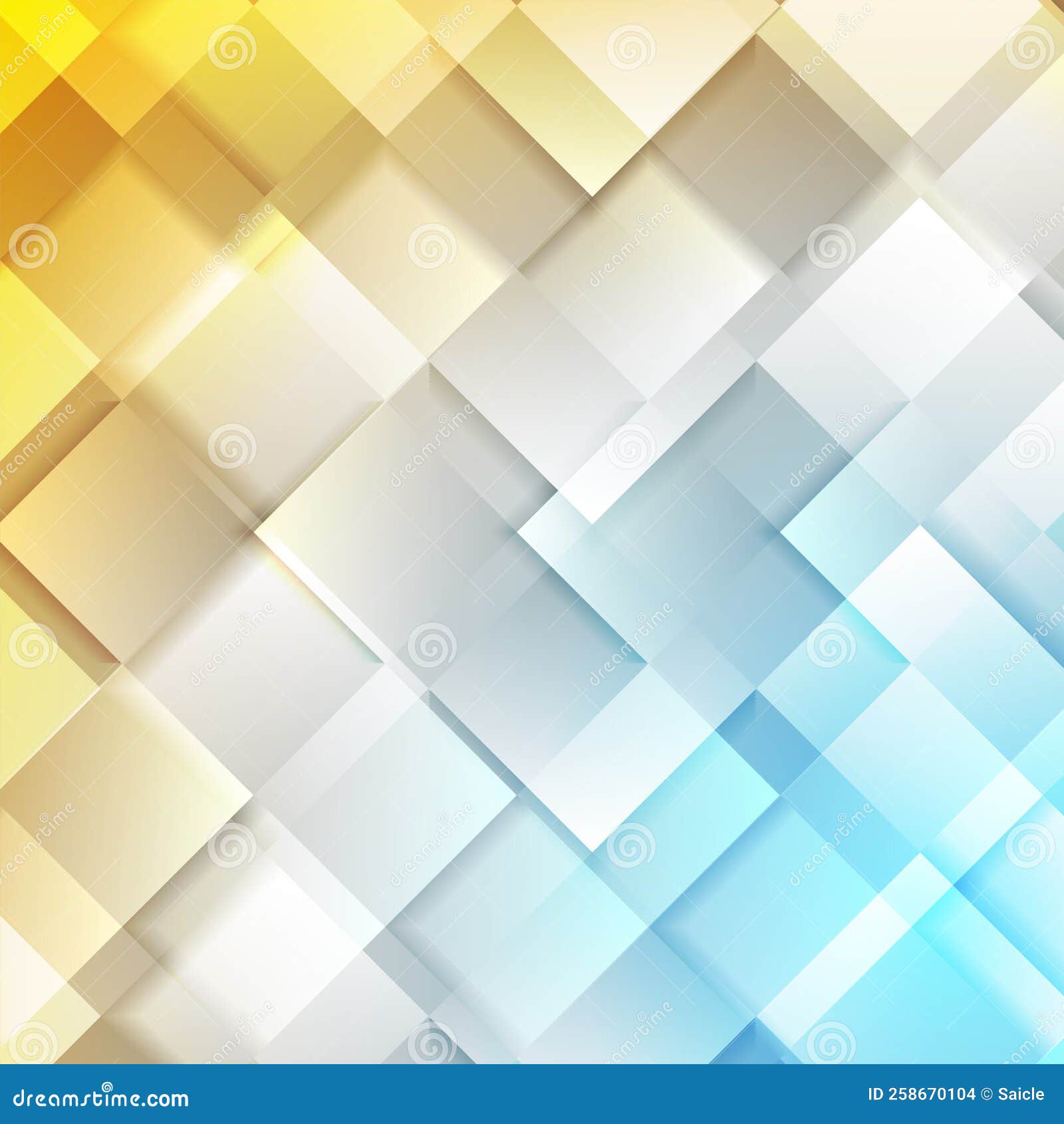 Light Yellow and Blue Glossy Squares Abstract Tech Background Stock ...