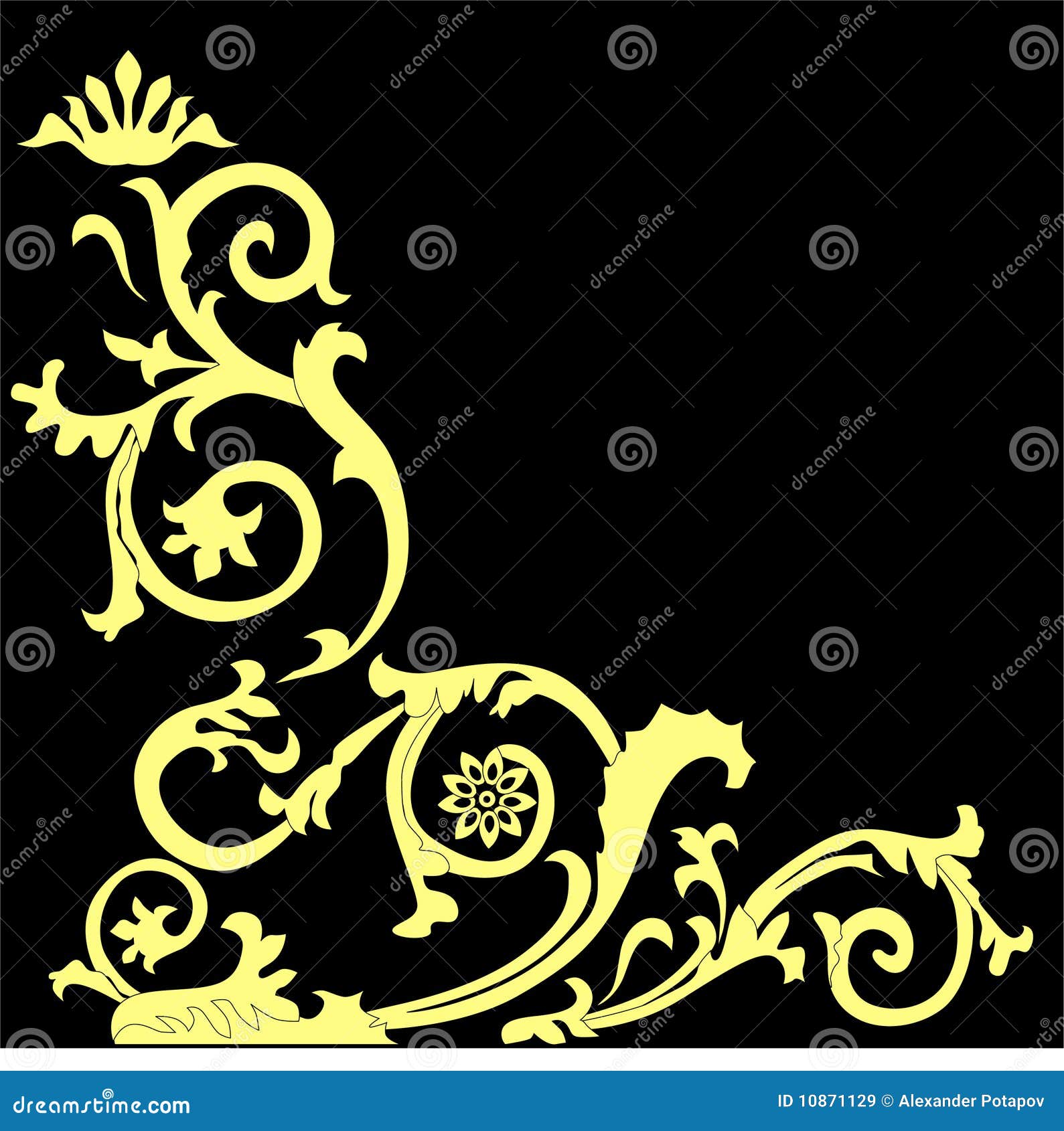 Light Yellow Corner on Black Stock Illustration - Illustration of ...