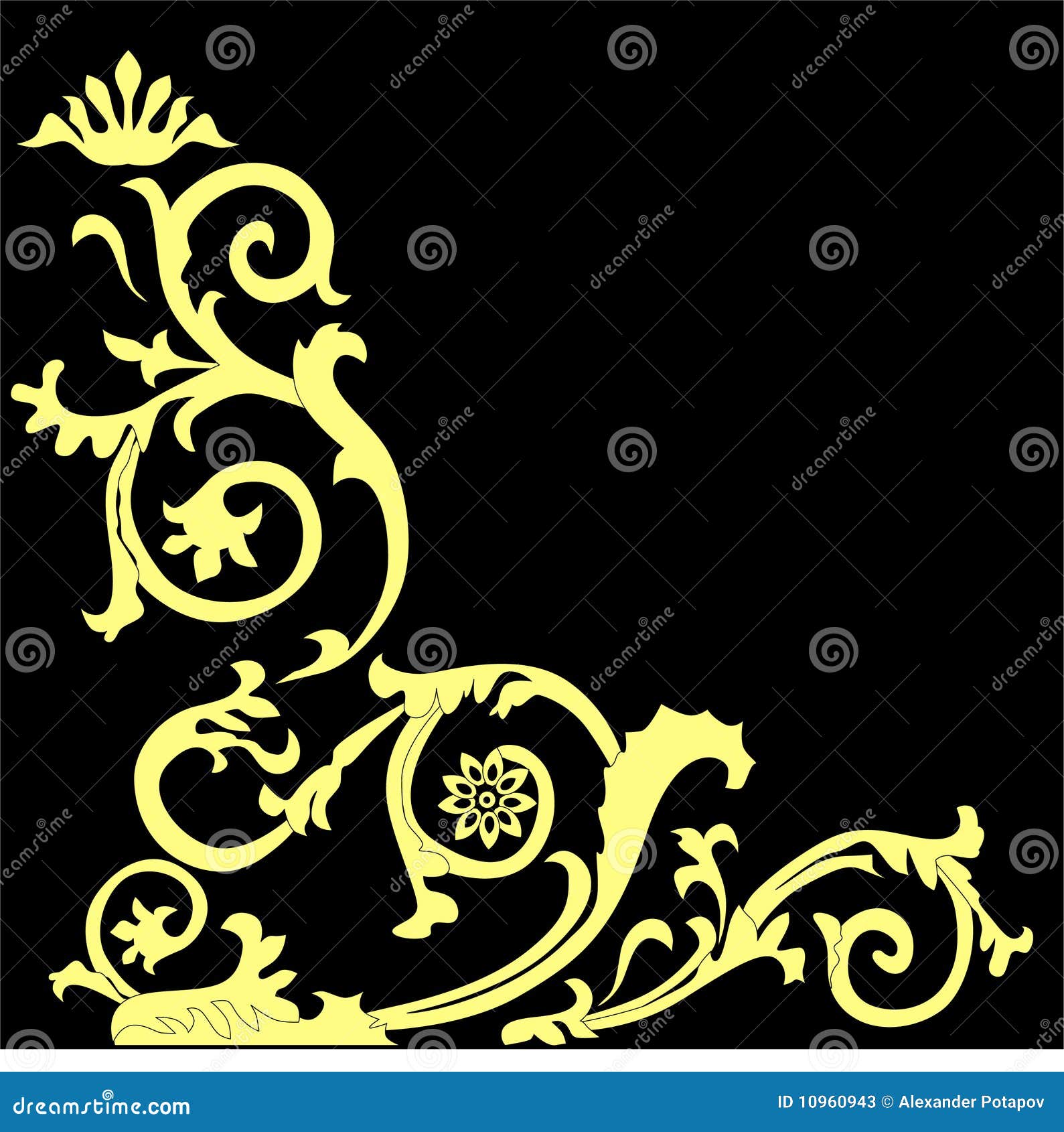Yellow Corner Frame Floral Vector | CartoonDealer.com #57058644