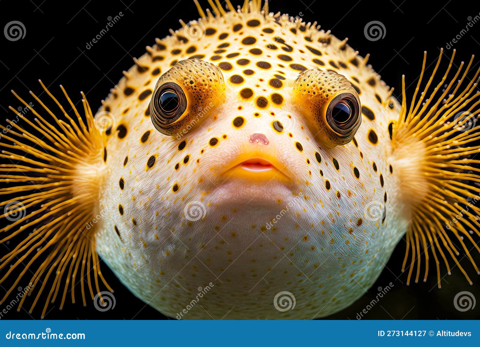 Light Yellow Dangerous Puffer Fish with Sharp Spines on Back Stock ...