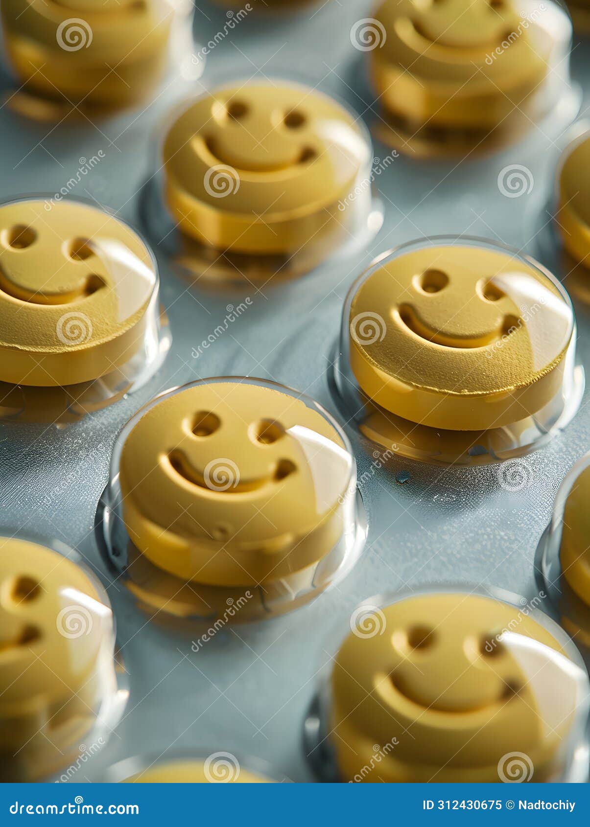 Light Yellow Pills with Smiley Faces in Circle Pattern Stock Image ...