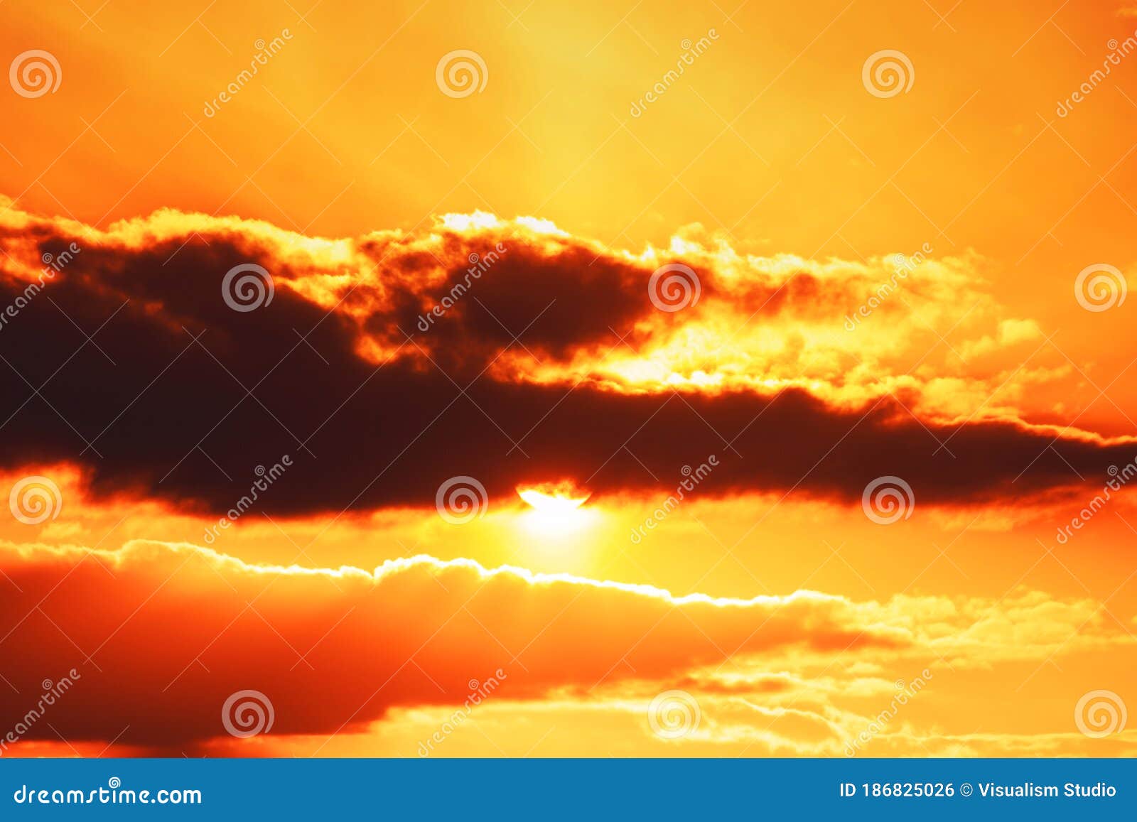 Light Yellow Sunset Sky Gorgeous Panorama Natural Sunset Bright ...