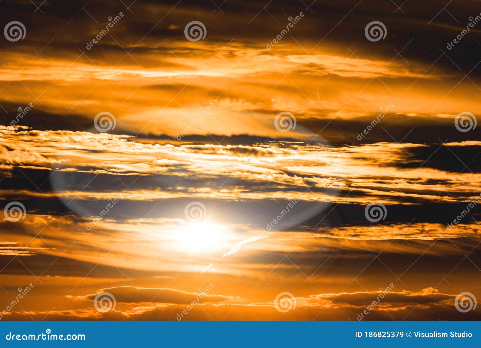 Light Yellow Sunset Sky Gorgeous Panorama Natural Sunset Bright ...