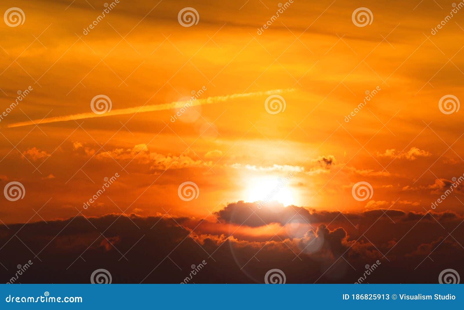 Light Yellow Sunset Sky Gorgeous Panorama Natural Sunset Bright ...