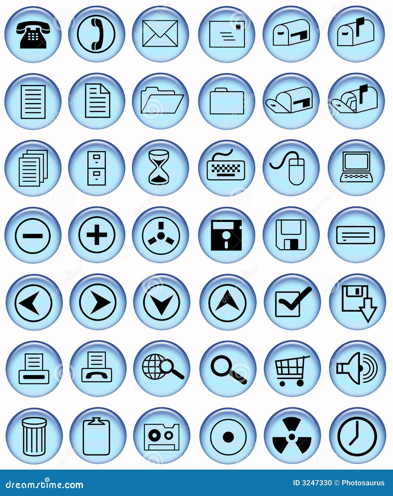Lightblue office buttons stock illustration. Illustration of buttons ...