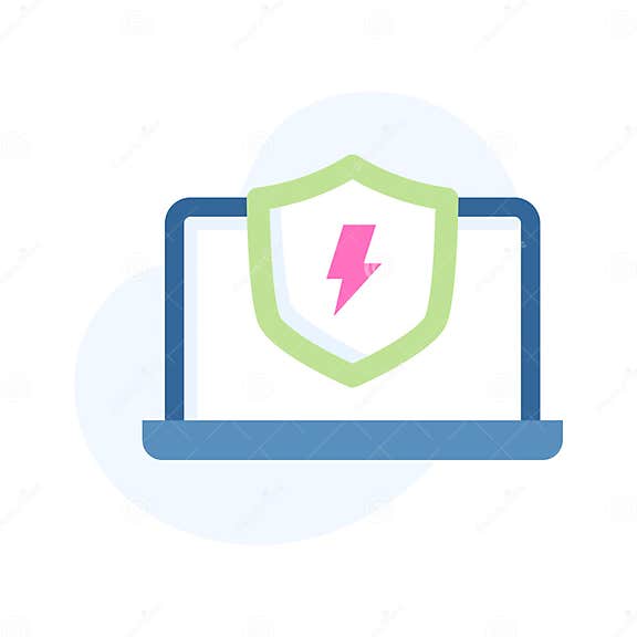 Lightbolt Inside Safety Shield Denoting Flat Concept Icon of Cyber ...