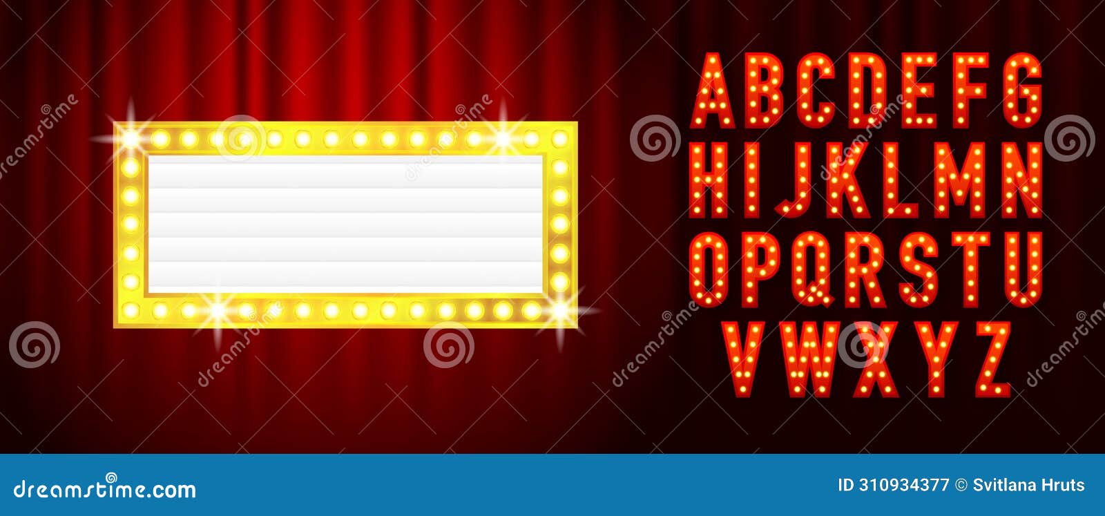 Lightbox and Alphabet. Marquee Lightbox Billboard with Light Bulb Font ...