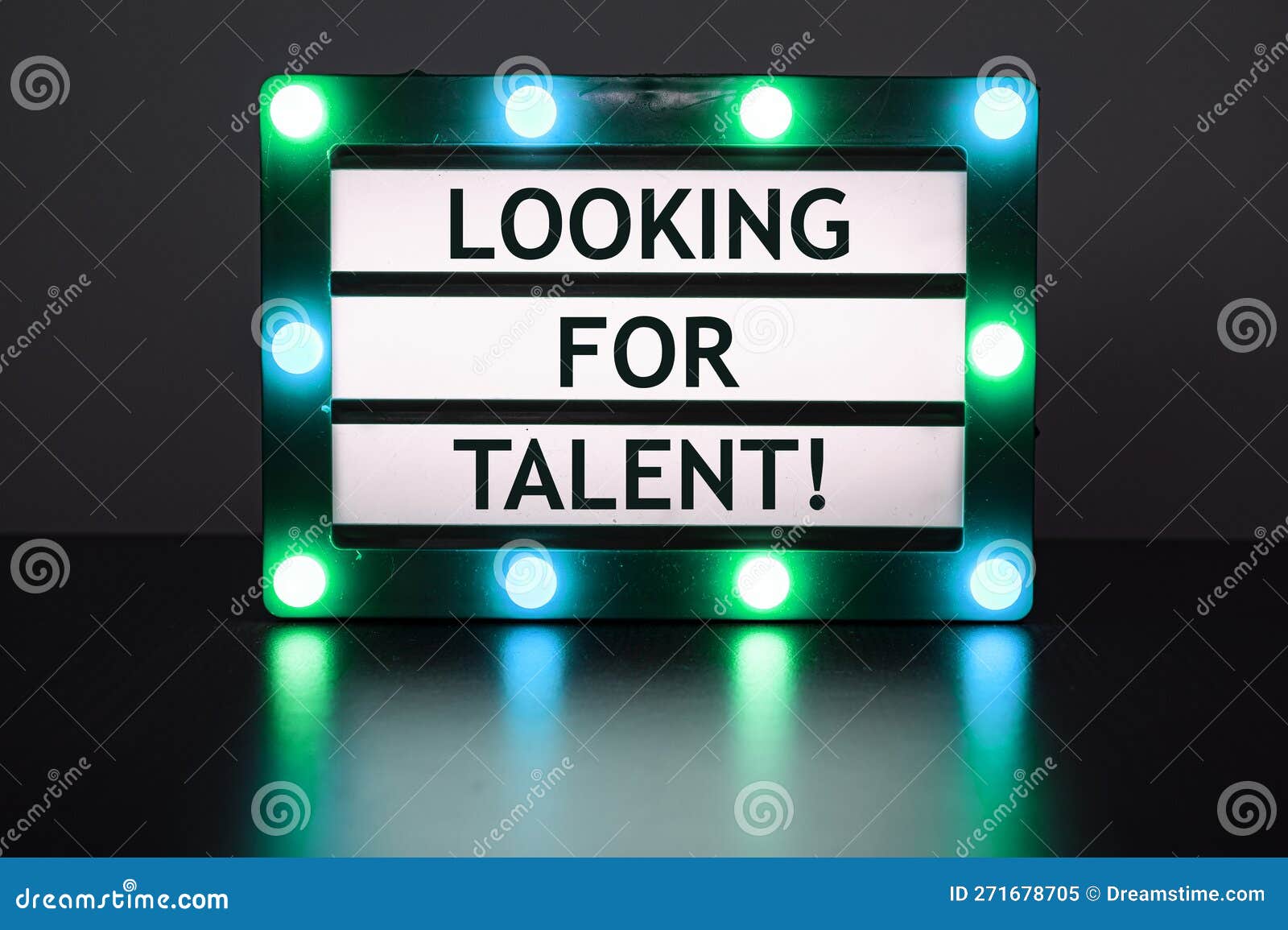 Lightbox with Green Lights in Dark Room with Words - Looking for Talent ...
