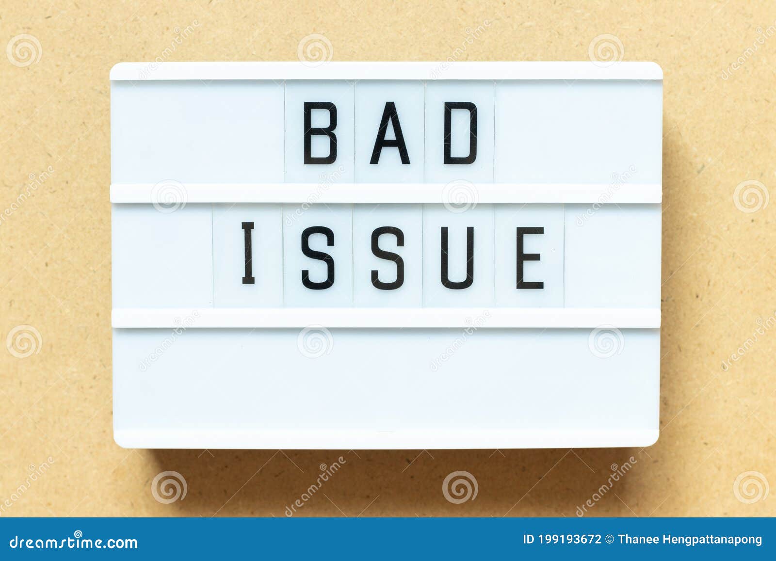 Light Box with Word Bad Issue on Wood Background Stock Photo - Image of ...