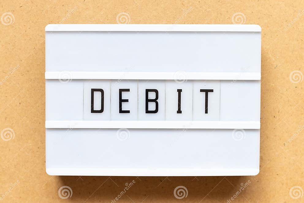 Light Box with Word Debit on Wood Background Stock Image - Image of ...