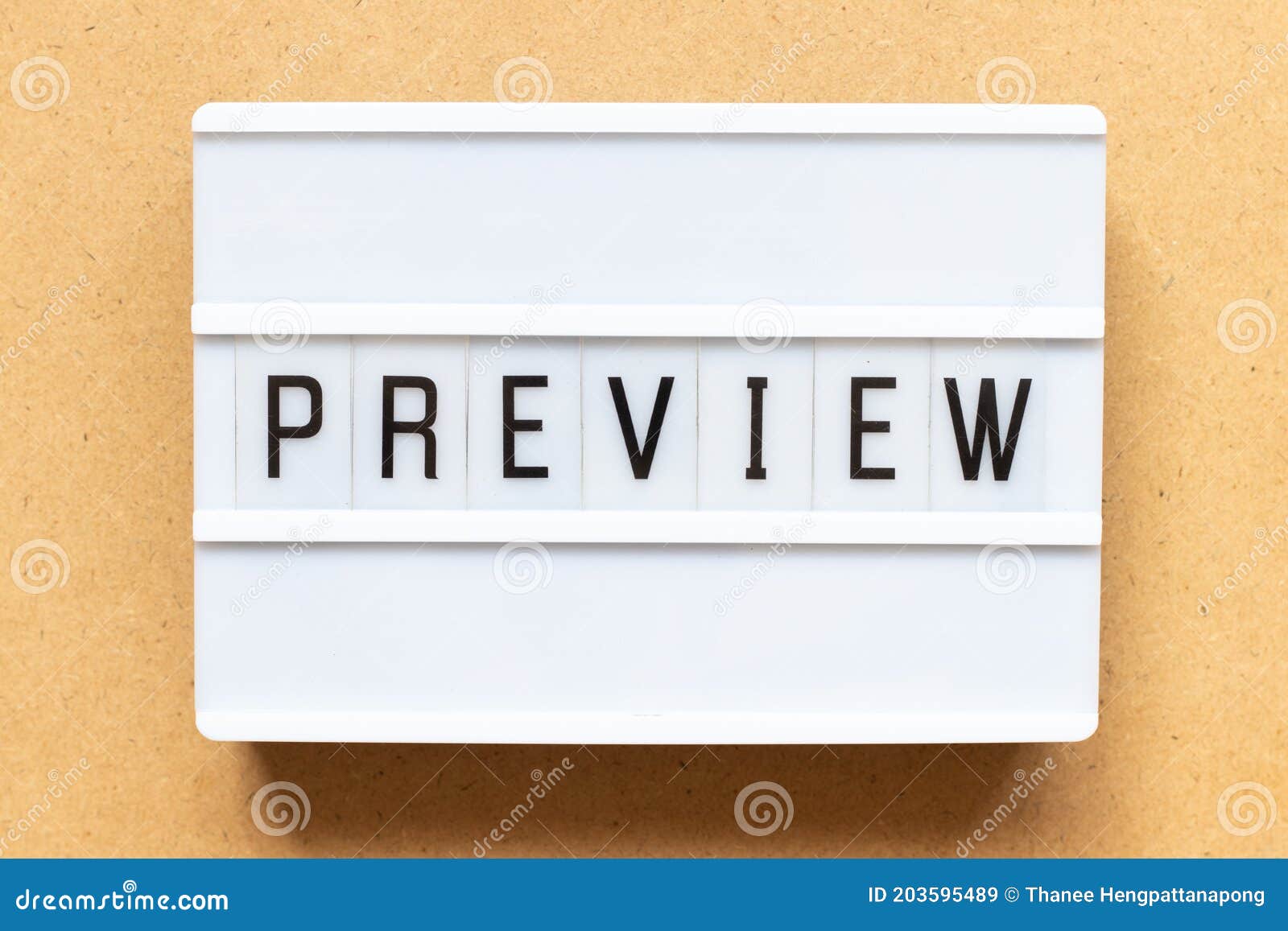 Light Box with Word Preview on Wood Background Stock Image - Image of ...
