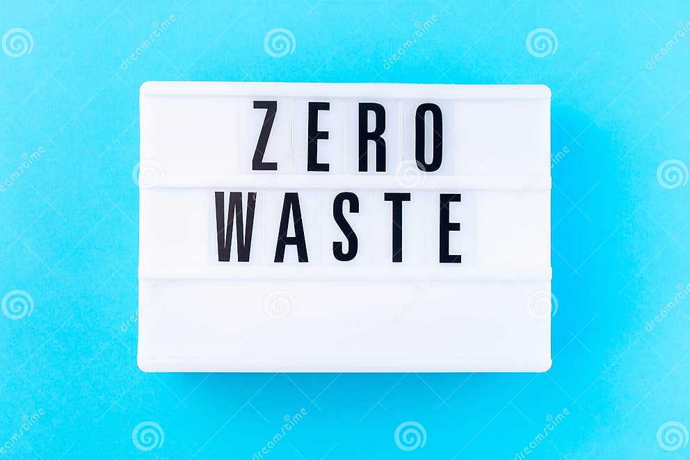 Lightbox with Words Zero Waste on Blue Background, Zero Waste or ...