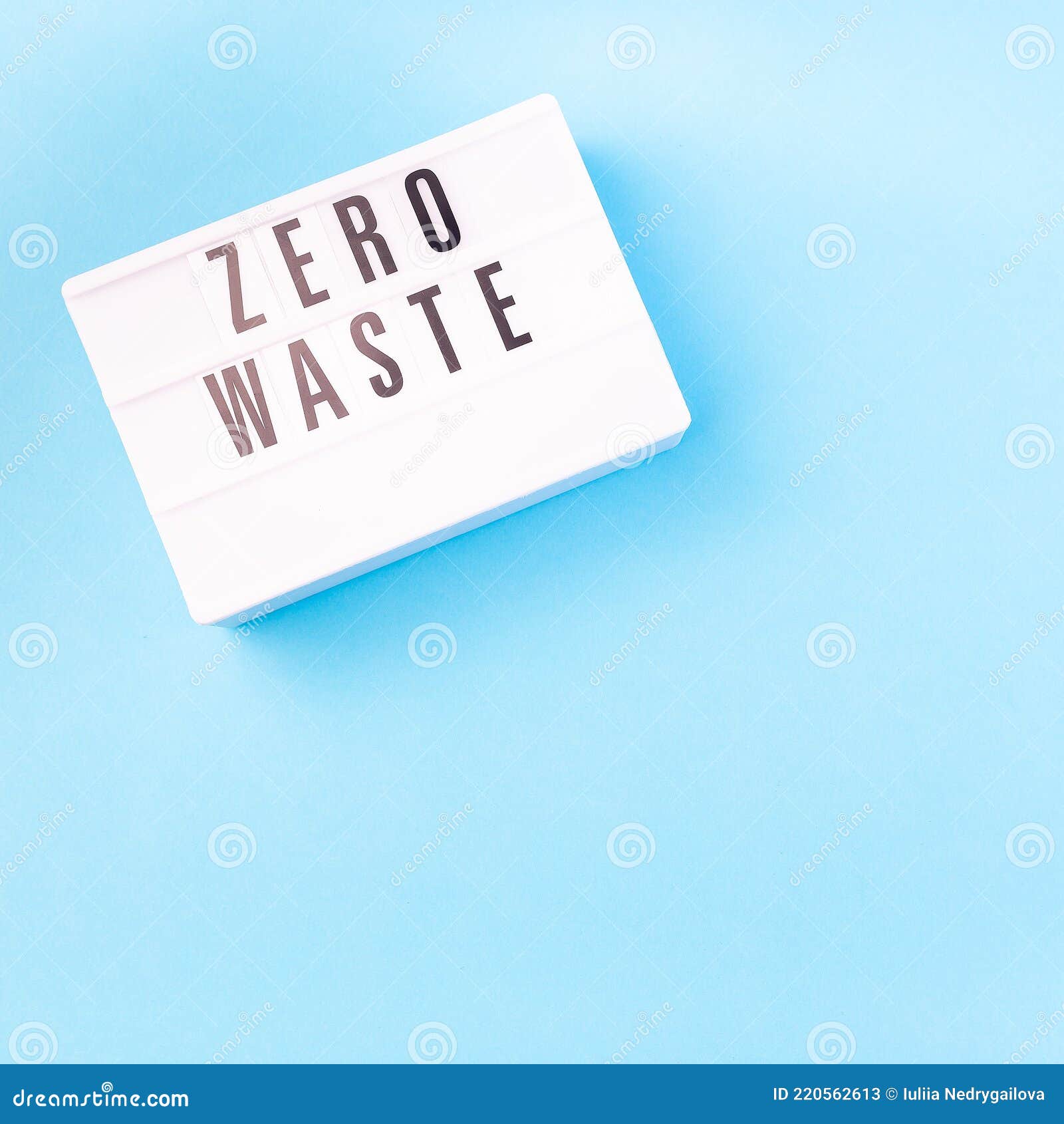 Lightbox with Words Zero Waste on Blue Background, Zero Waste or ...