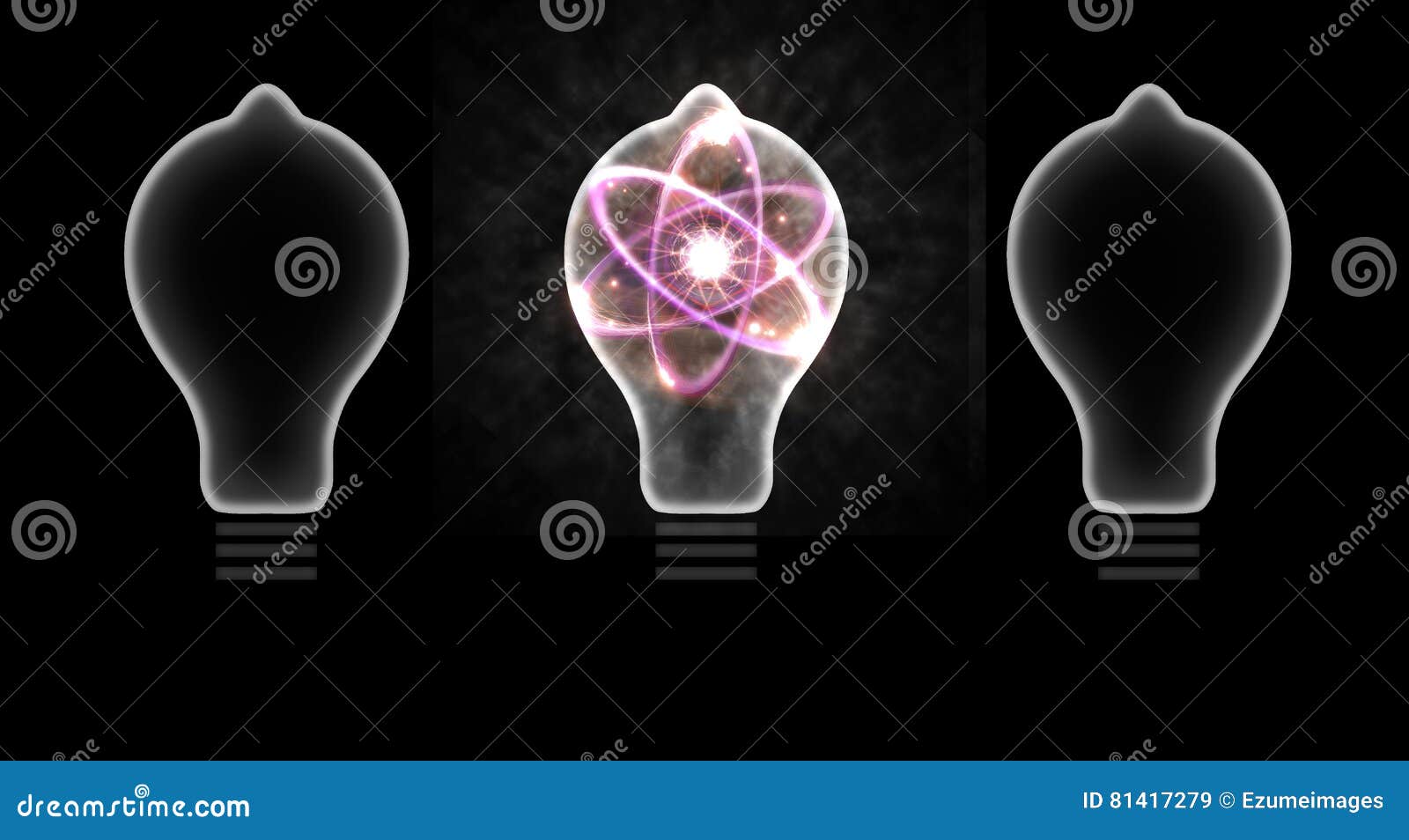 Lightbulb Atom 3D Illustration Stock Illustration - Illustration of ...