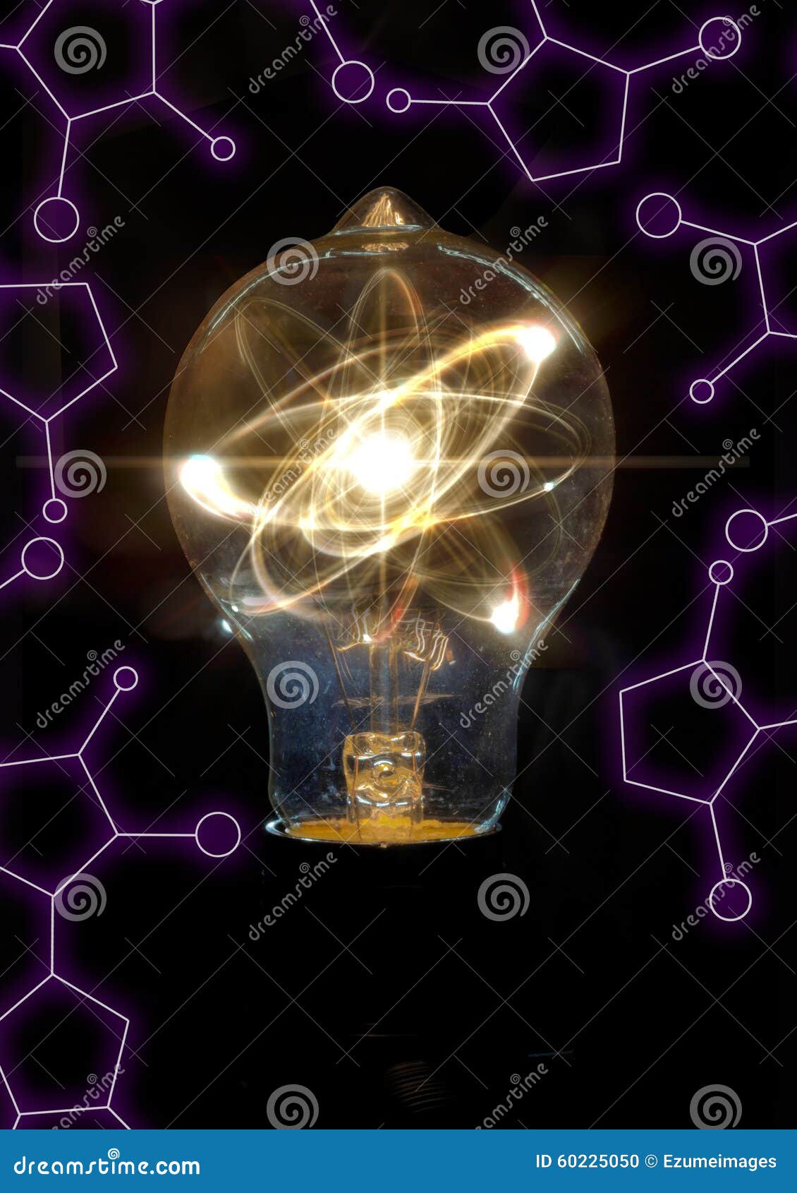Lightbulb Atom Particle stock photo. Image of concept - 60225050