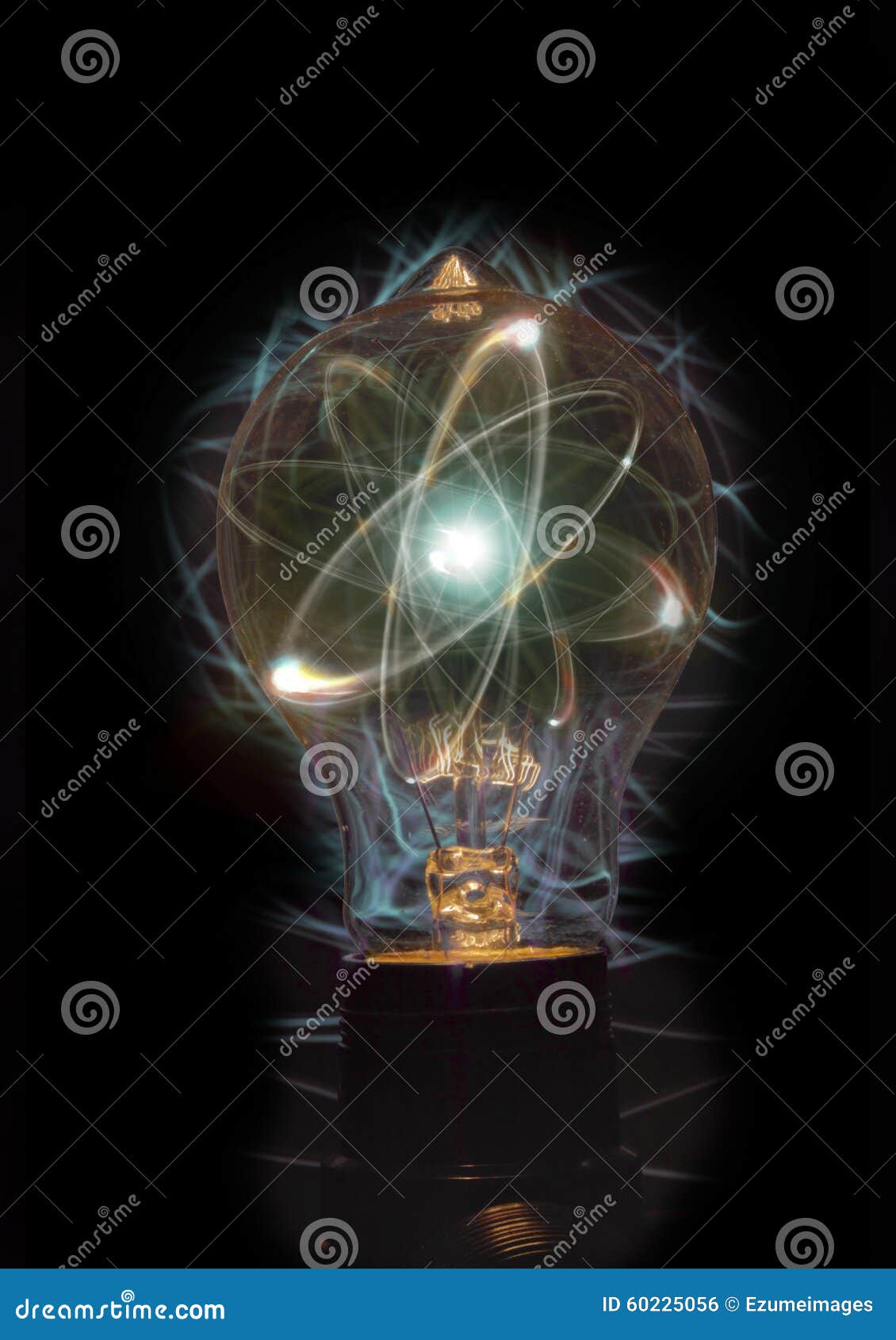 Lightbulb Atom Particle stock photo. Image of incandescent - 60225056