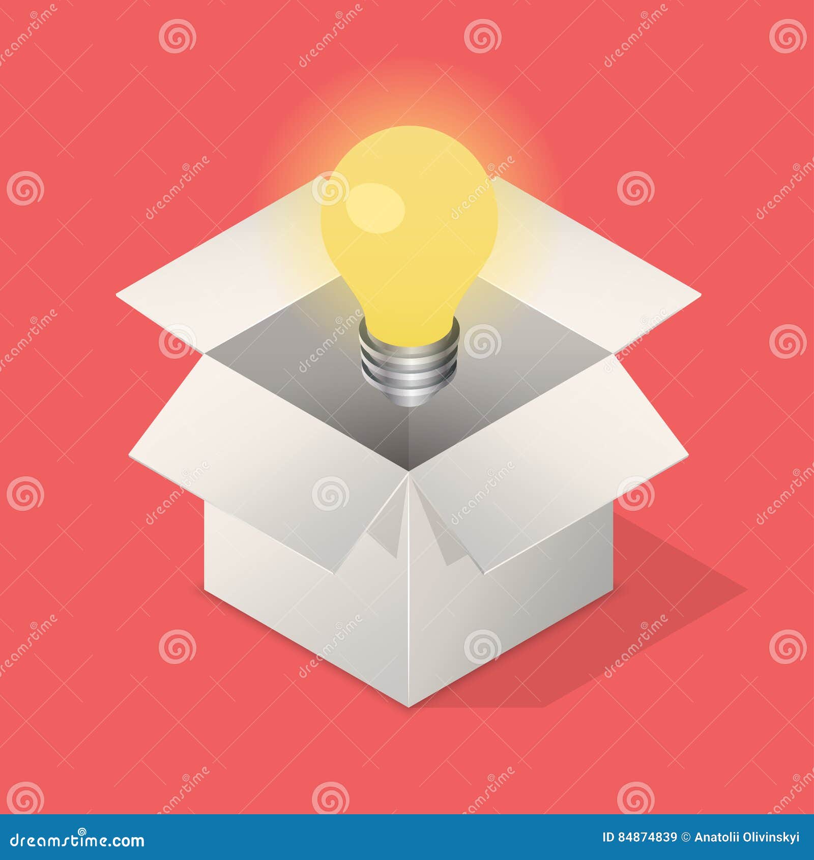 Lightbulb in box. stock vector. Illustration of idea - 84874839