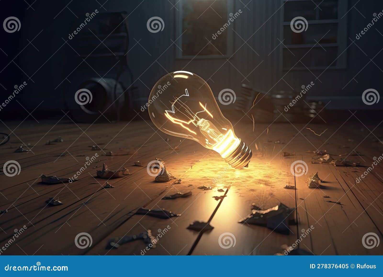 Lightbulb Breaking the Floor . Unstoppable and Strong Idea Concept ...
