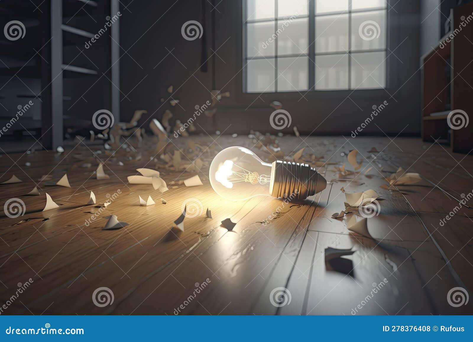 Lightbulb Breaking the Floor . Unstoppable and Strong Idea Concept ...