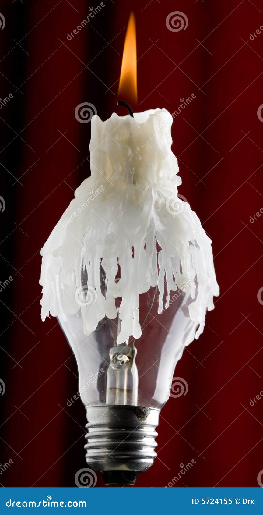 Lightbulb and Burning Candle Stock Image - Image of idea, saving: 5724155