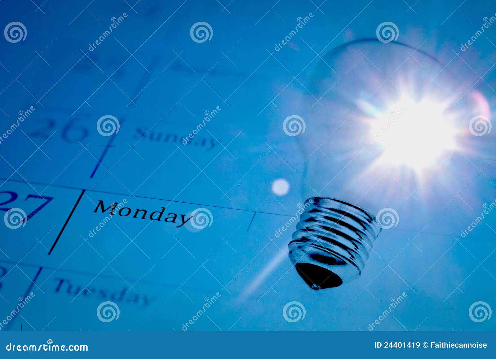 Lightbulb on Calendar with Sunlight Stock Image - Image of concept ...