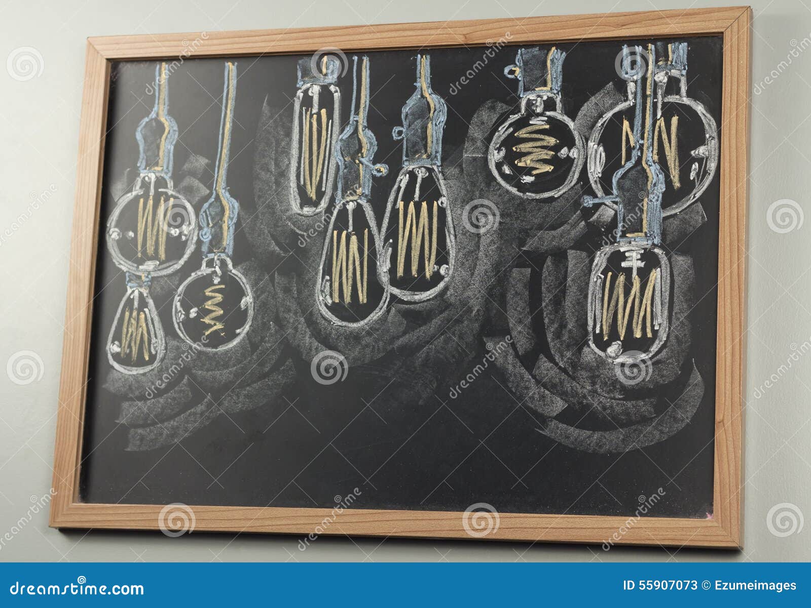 Lightbulb Chalkboard stock image. Image of drawing, frame - 55907073
