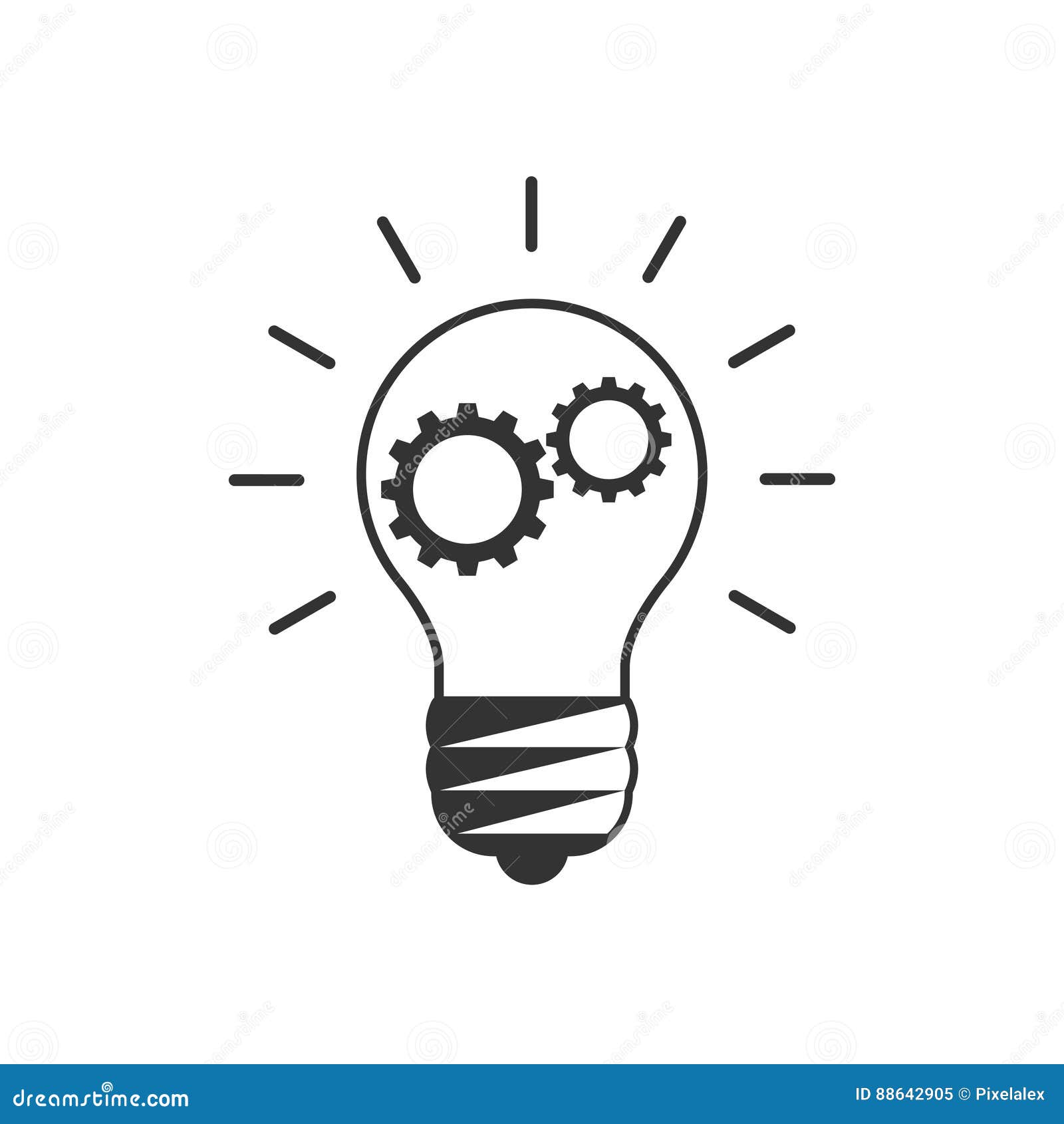 Lightbulb with cogs inside stock vector. Illustration of imagination ...