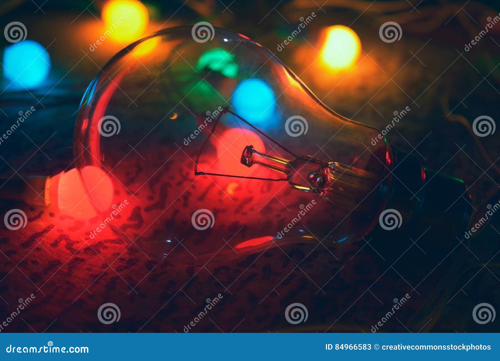 Lightbulb With Colored Lights Picture. Image: 84966583