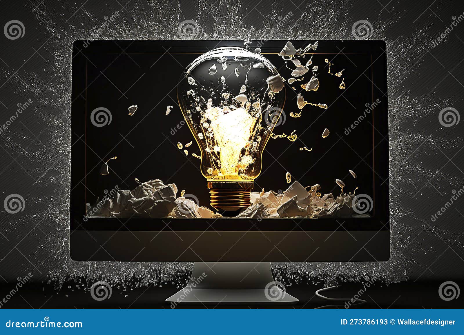 Lightbulb Coming Out of a Computer Screen. Generative AI. Stock ...