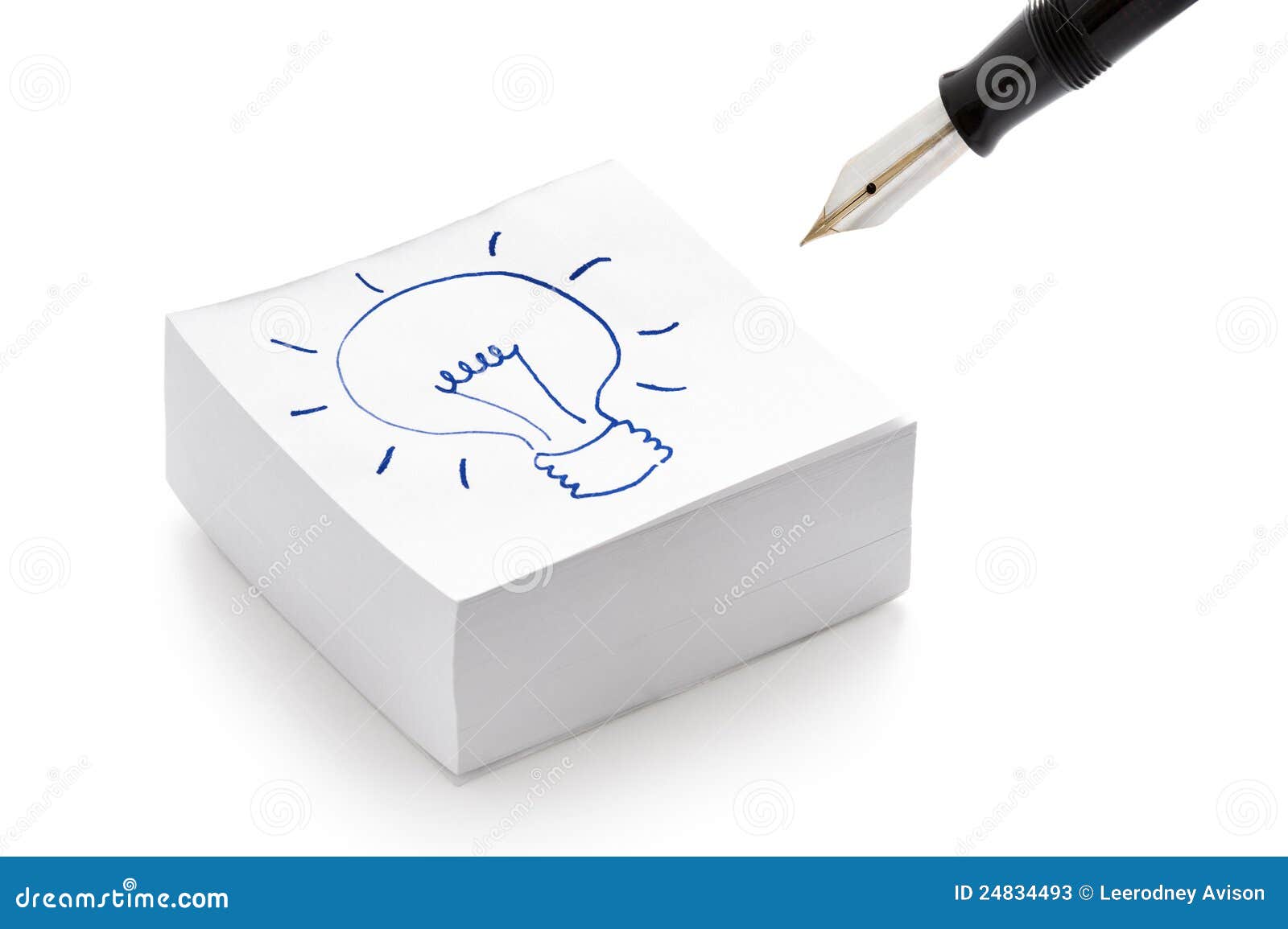Lightbulb Drawing on Post it Notes Idea Concept Stock Image - Image of ...