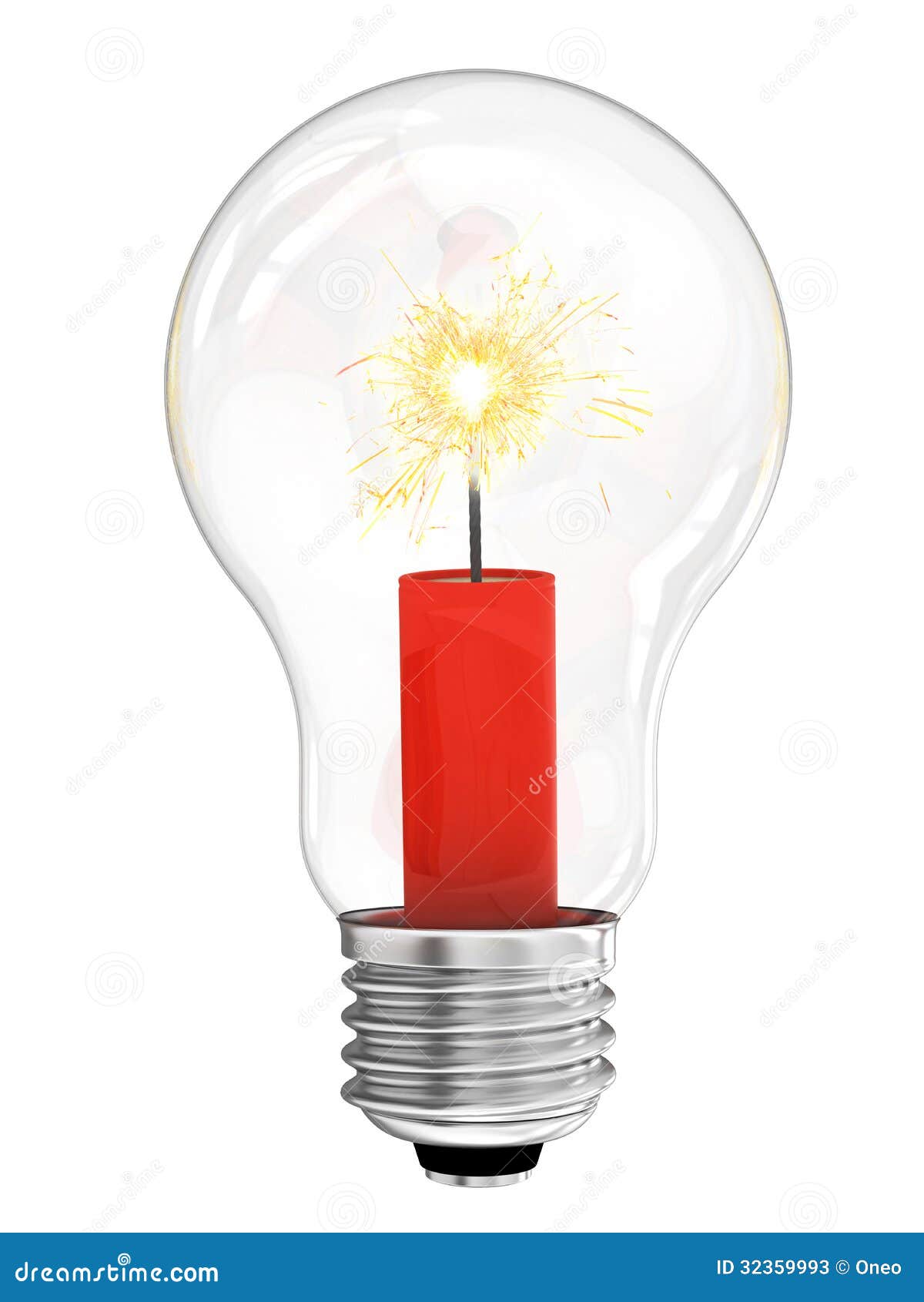Lightbulb with Dynamite with Burning Wick Inside Stock Image - Image of ...