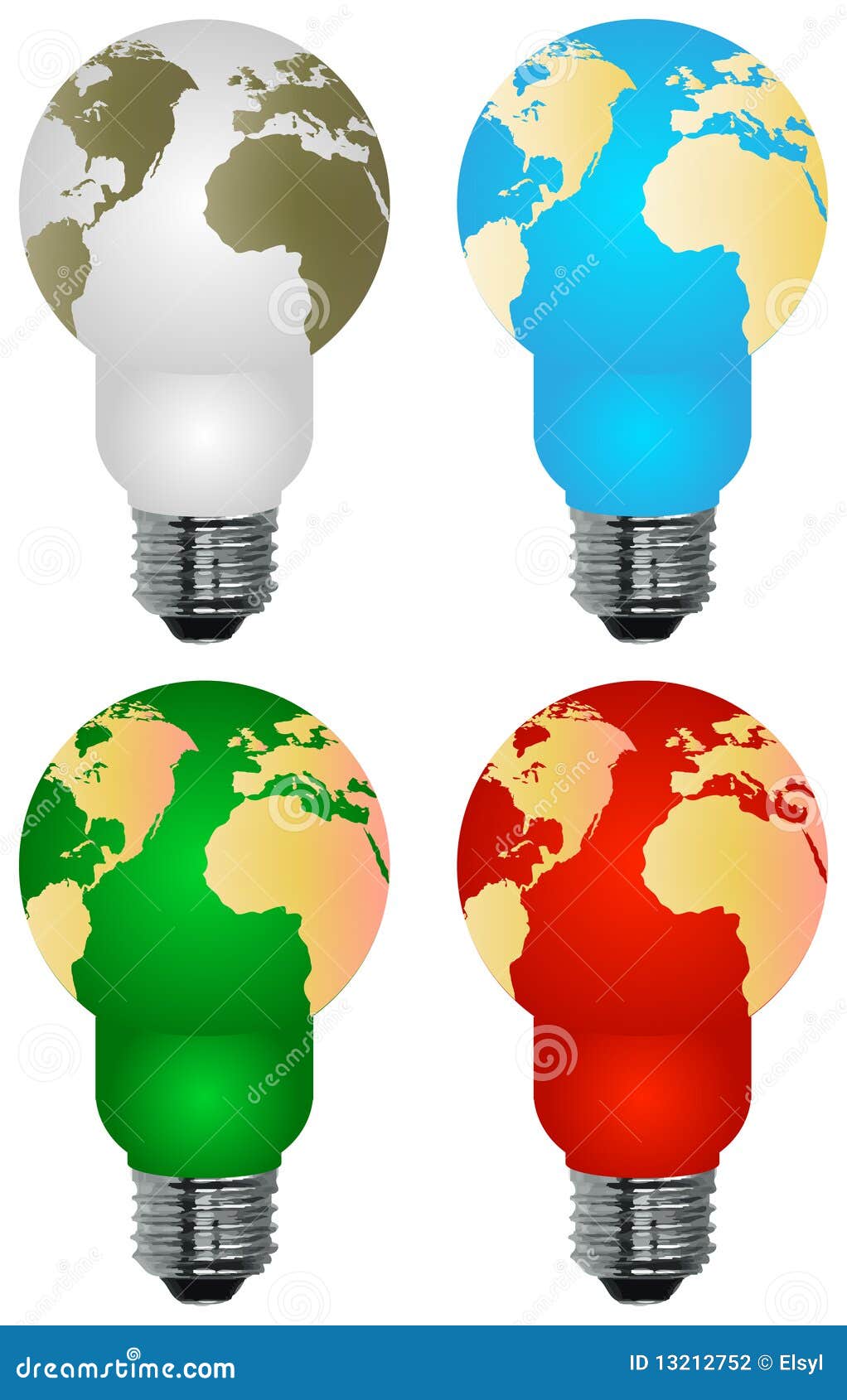 Lightbulb earth stock vector. Illustration of blue, environment - 13212752