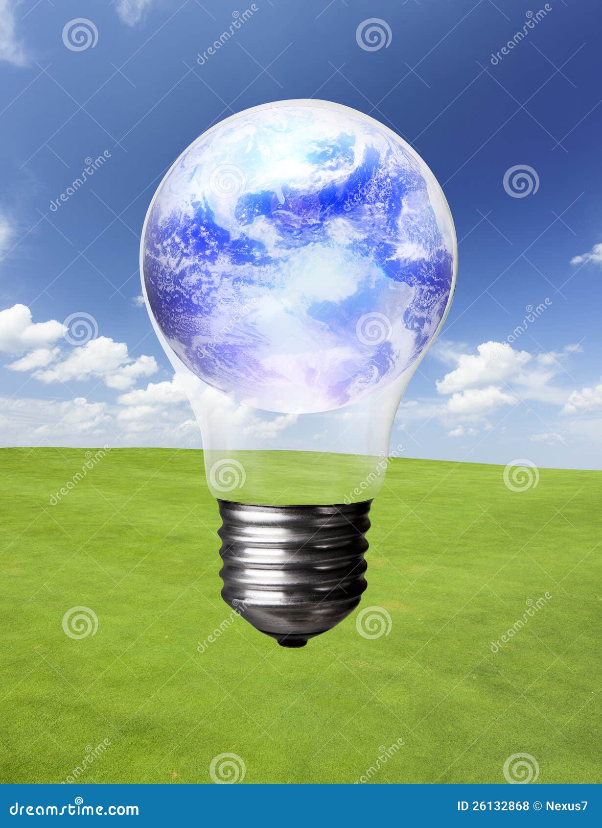 Lightbulb and Earth stock photo. Image of bulb, cloud - 26132868