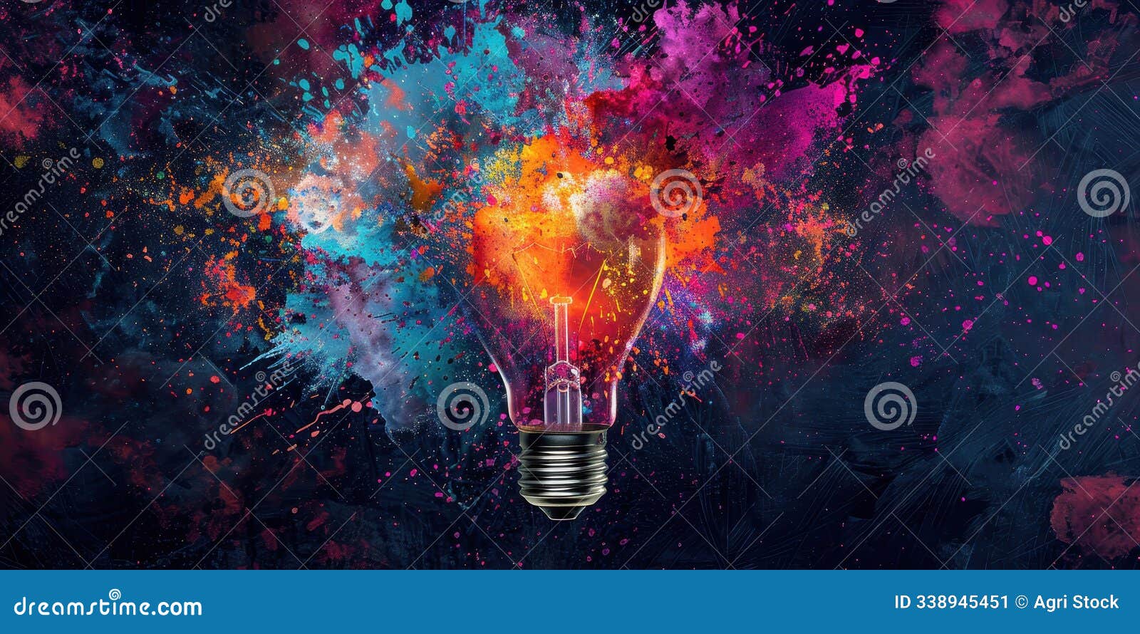 A Lightbulb Exploding with Colorful Paint Splatter Stock Illustration ...