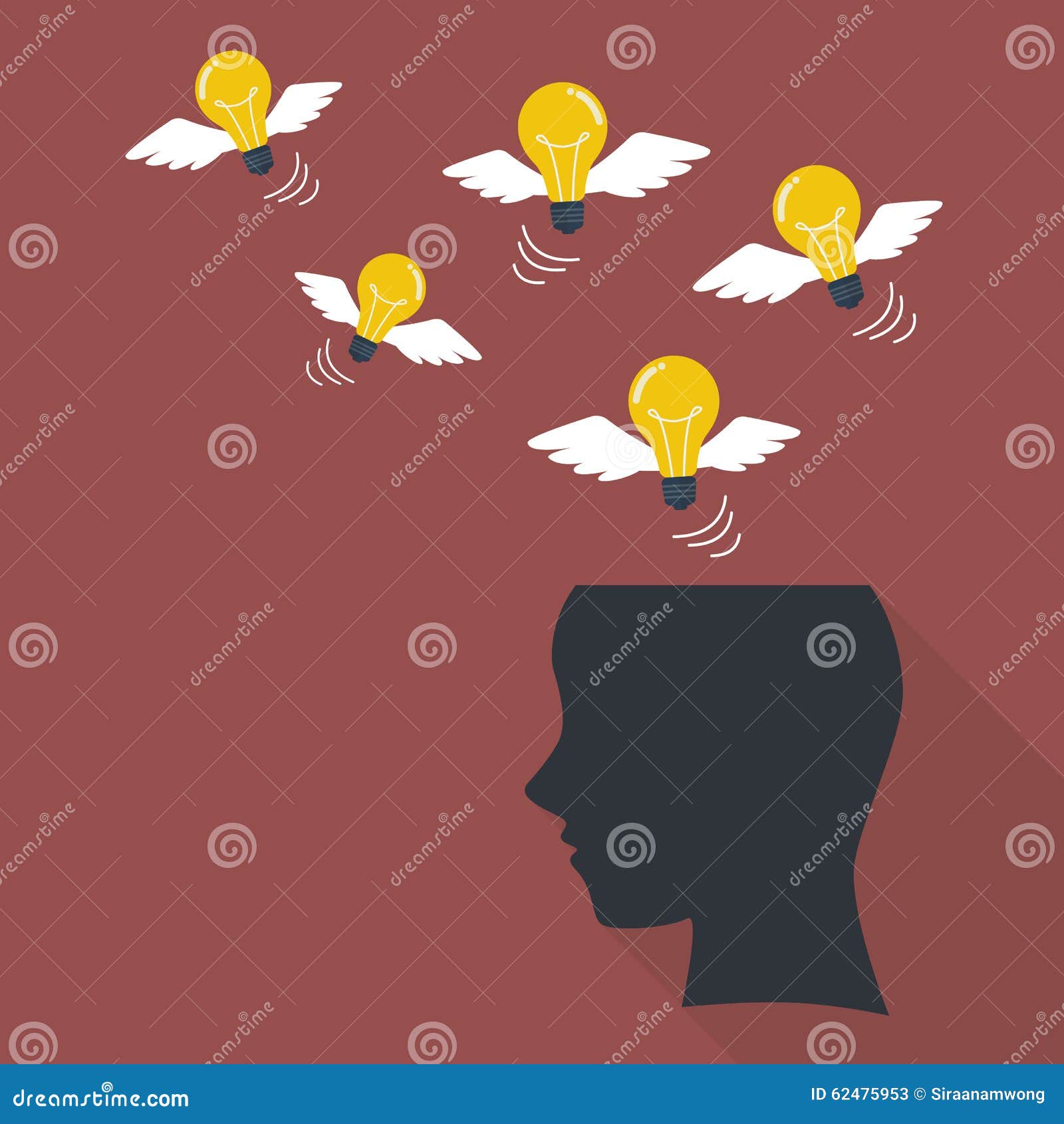 Lightbulb Flying from Human Head Stock Vector - Illustration of design ...