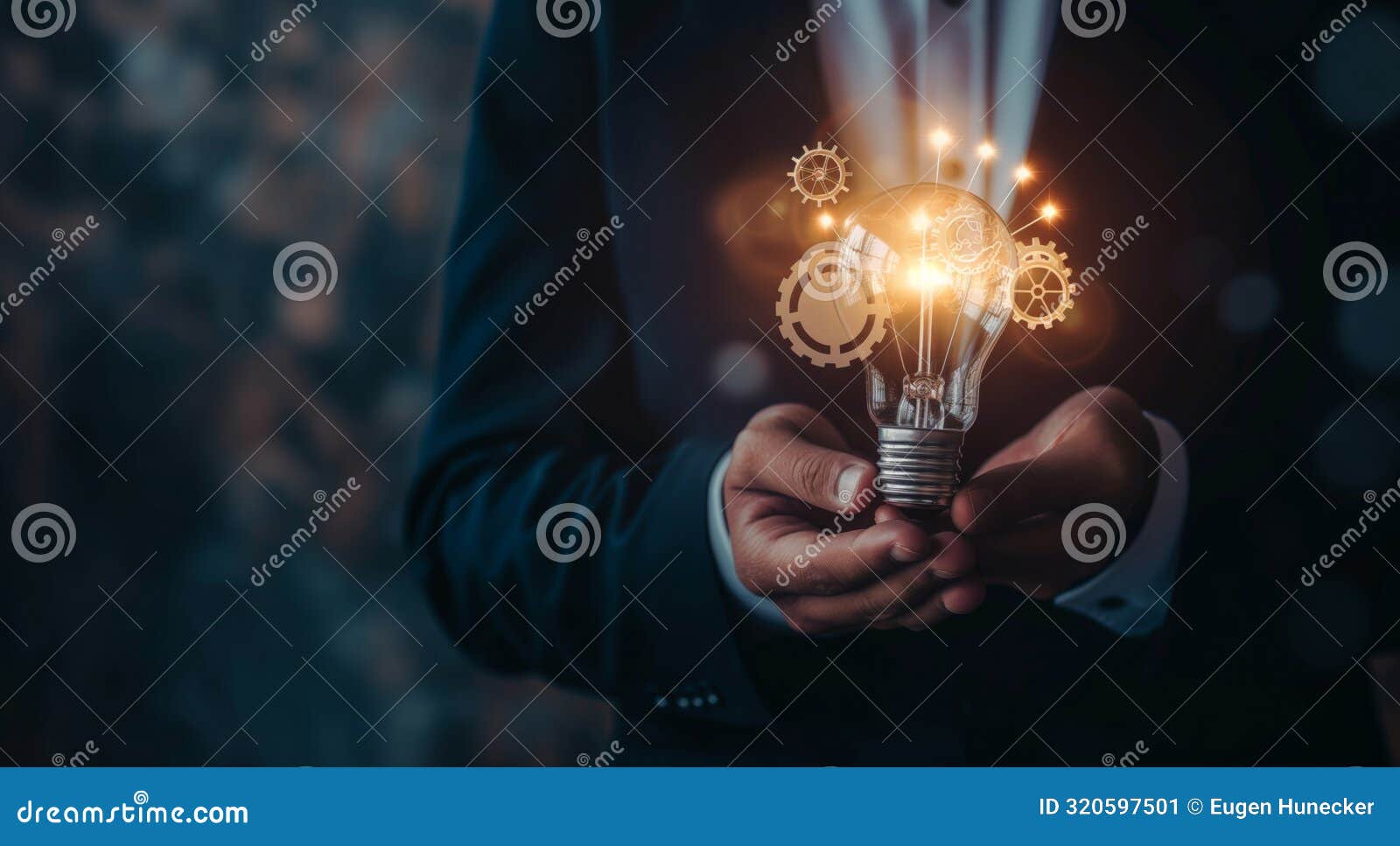Lightbulb and Gears Represent Innovation, Creativity, Technology ...