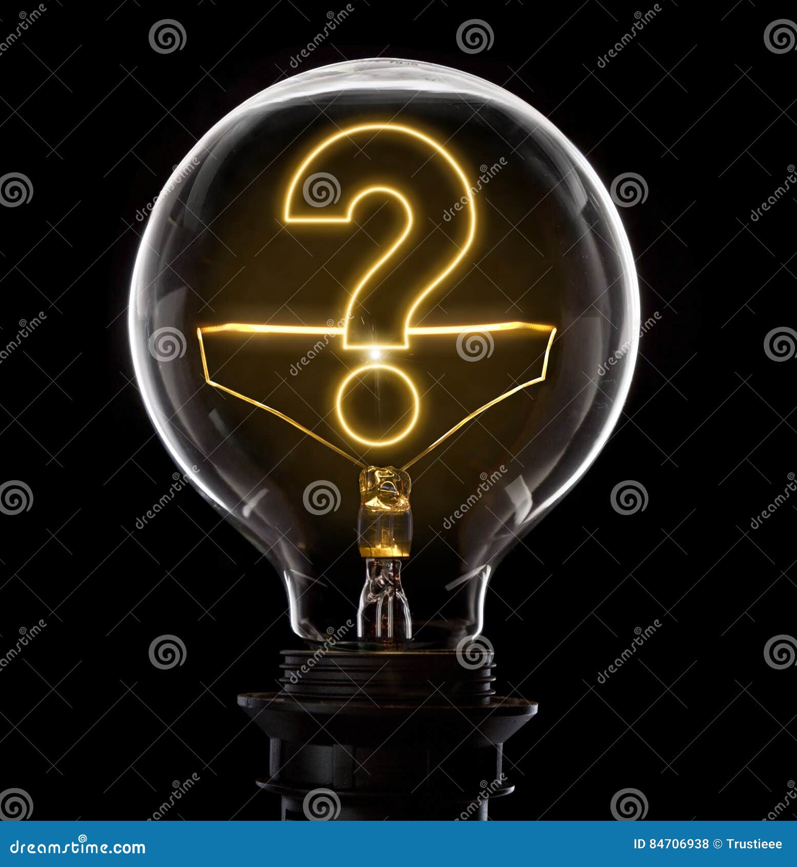 Lightbulb with a Glowing Wire in the Shape of a Question Mark S Stock ...
