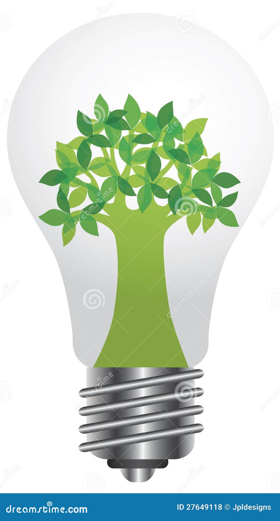 Lightbulb with Green Tree Illustration Stock Vector - Illustration of ...